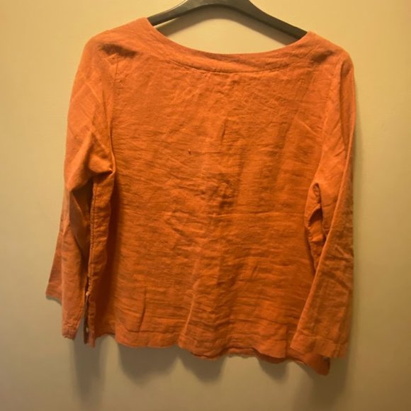 Sigrid Olsen | Tops | Sigrid Olsen Rustorange Linen Shirt L | Poshmark